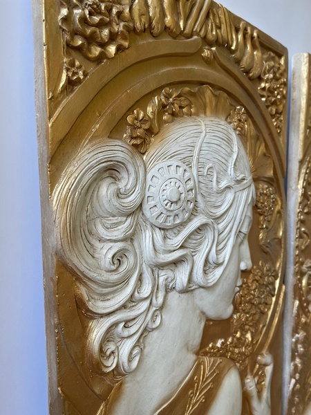 SECESE - VELKÉ PÁROVÉ OBRAZY ZLATO BÍLÉ