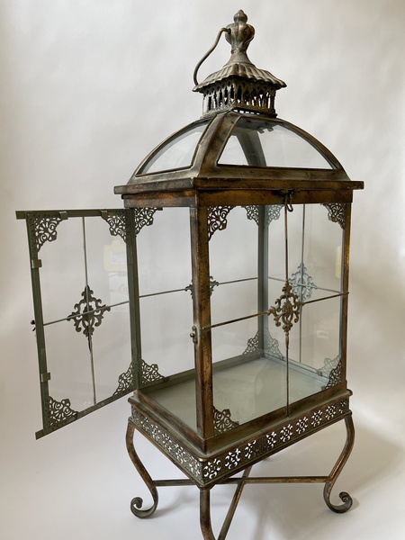 LUXUSNÍ VELKÁ LUCERNA KOV A SKLO 83 cm