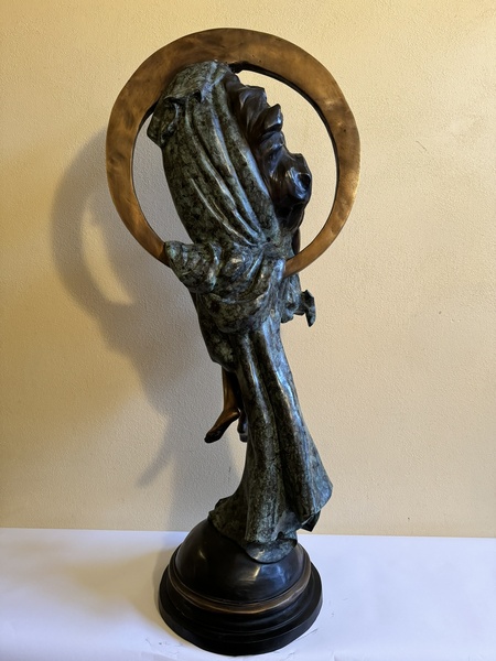 VELKÁ CELOBRONZOVÁ SOCHA S PATINOU - SECESNÍ STYL